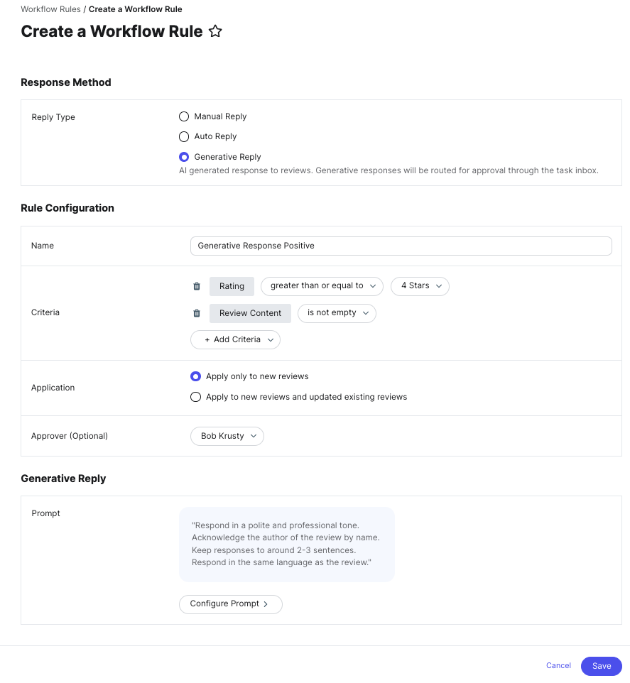 Create Workflow Rules for Review Response – Yext Help