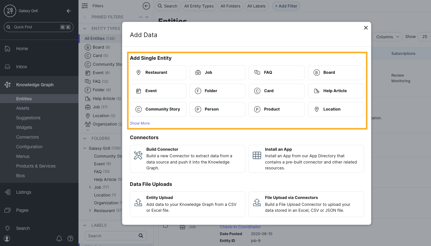 Add a Single Entity – Yext Help