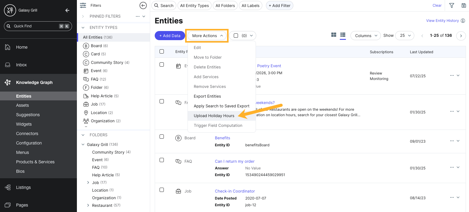 Upload Holiday Hours to Entities – Yext Help