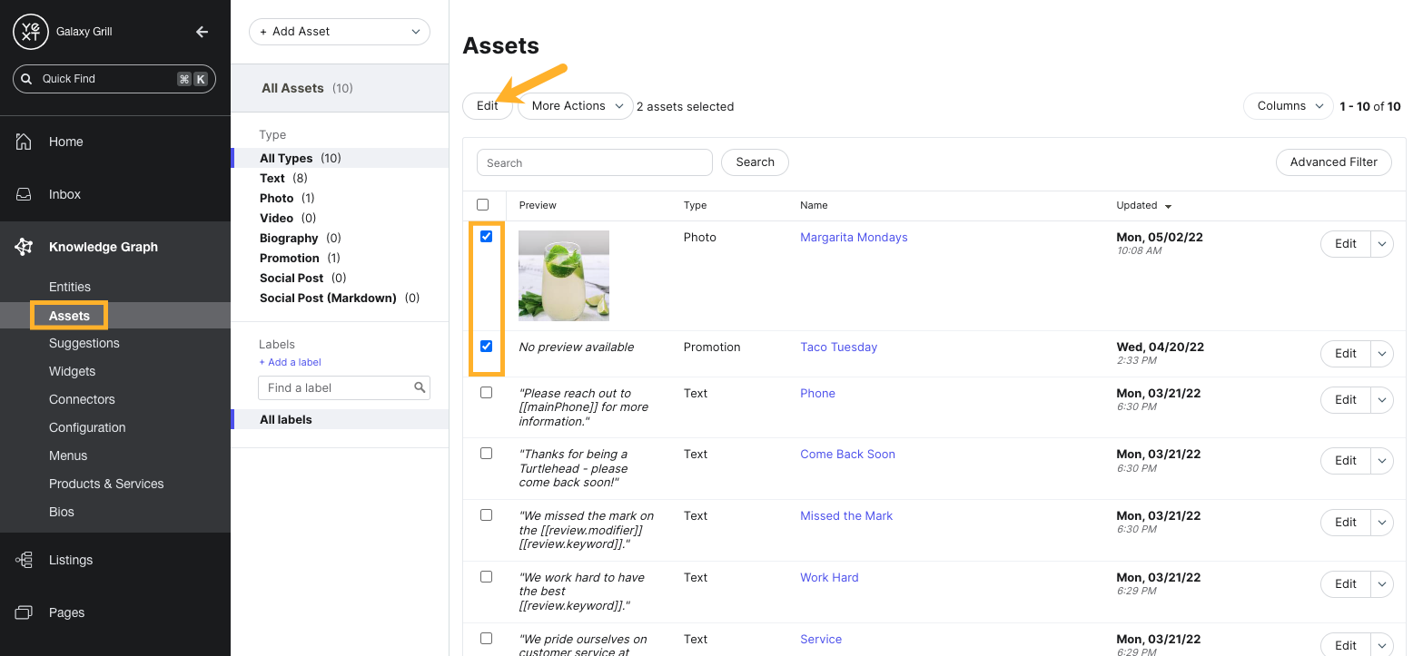 Edit an Asset – Yext Help