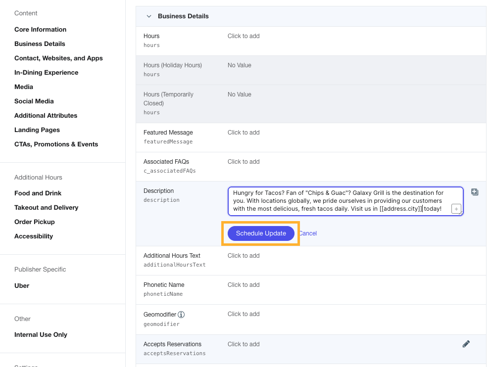 Schedule an Entity Update – Yext Help
